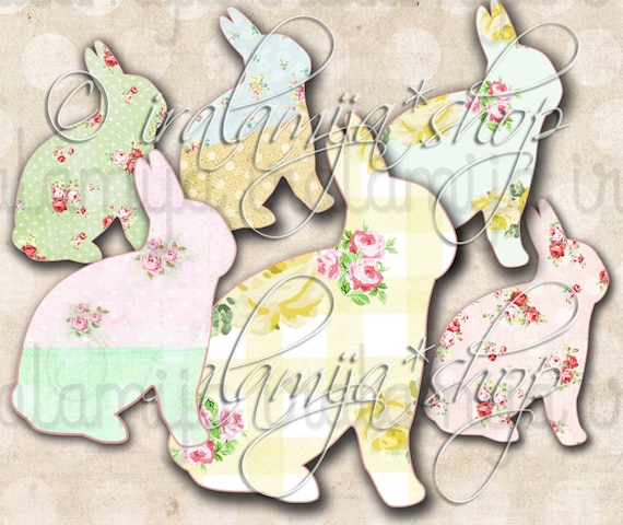 EASTER RABBIT Collage Digital Images printable Download File - Etsy