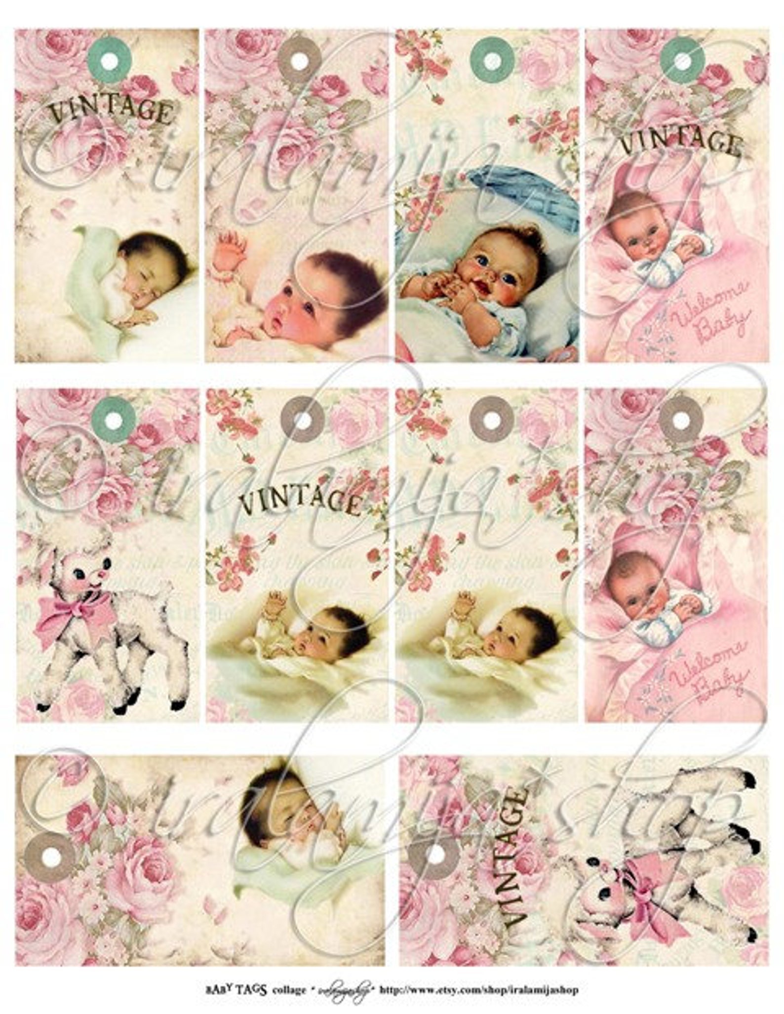 BABY TAGS Collage Digital Images printable Download File - Etsy