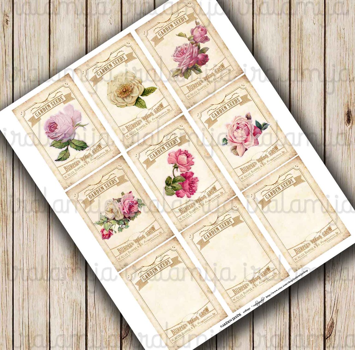 GARDEN SEEDS Collage Digital Images -printable Download File/ Flowers ...