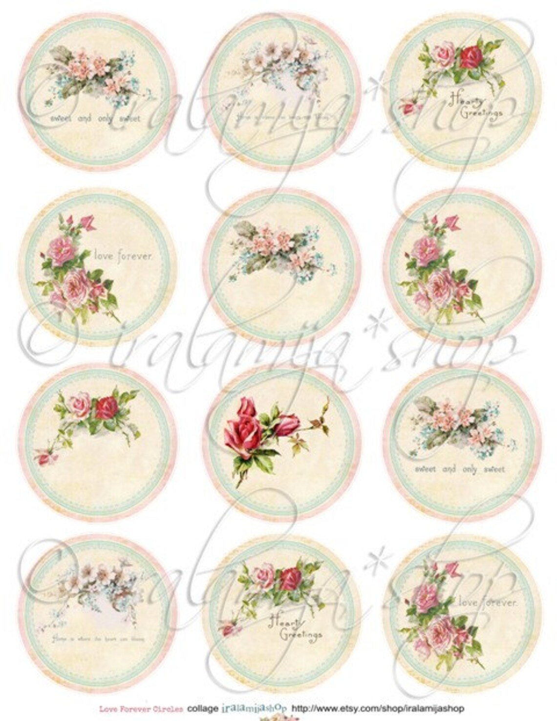LOVE FOREVER CIRCLES Collage Digital Images -printable Download File ...