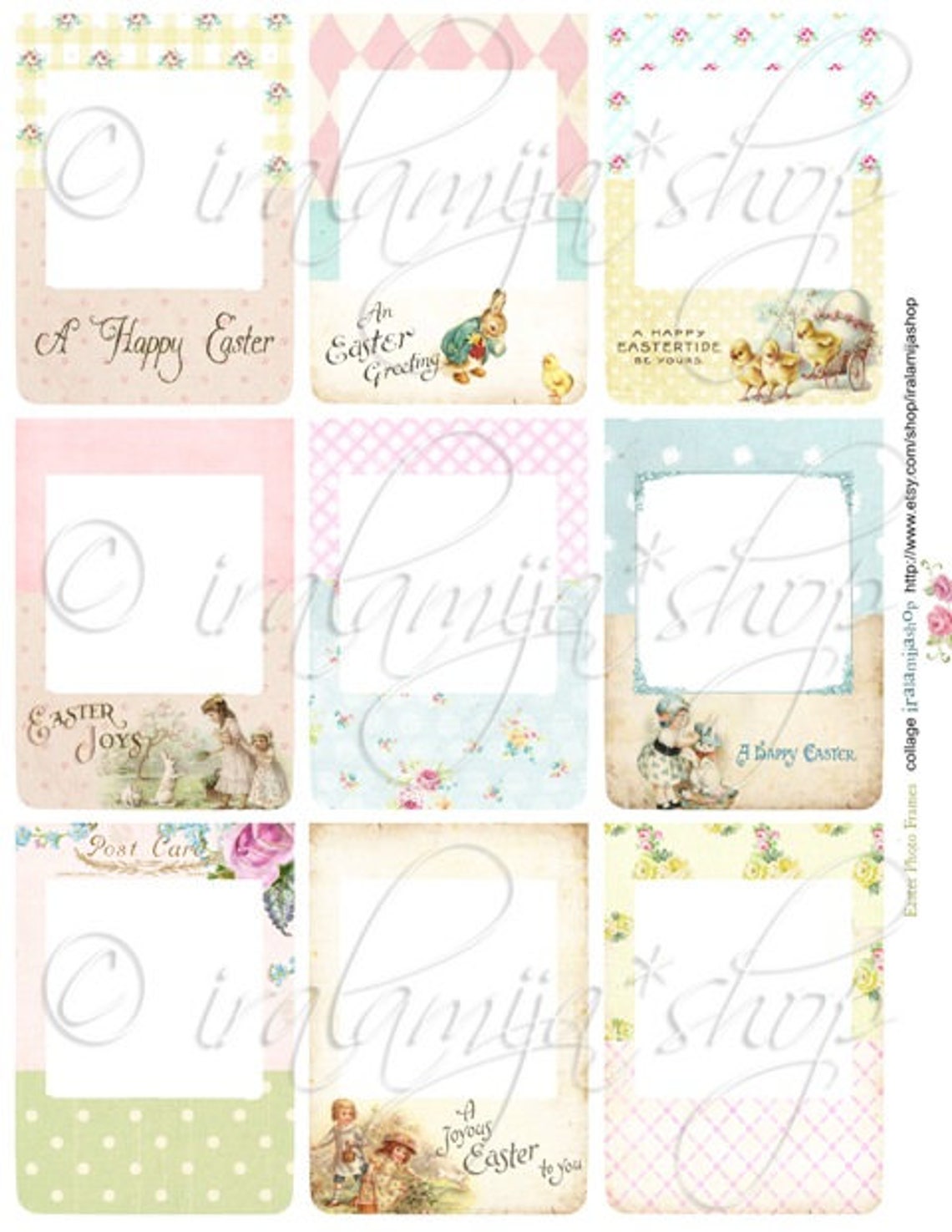EASTER PHOTO FRAMES Printable Digital Images / Download File / Scrapbook / Easter / Photo Frames ...