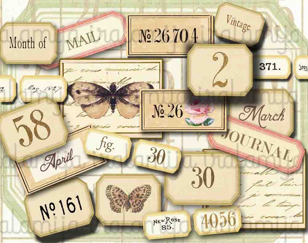 Printable Labels / Vintage Style Labels No. 2-5 / Digital Images ...