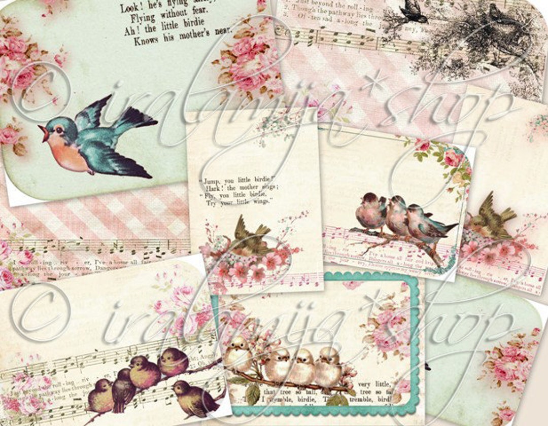 SONGBIRD CARDS Collage Digital Images -printable Download File- - Etsy