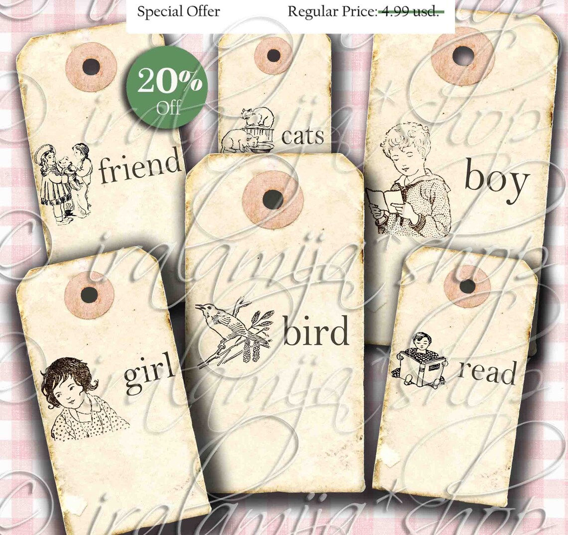 Printable Tags Vintage Vintage Style Tags Definition | Etsy