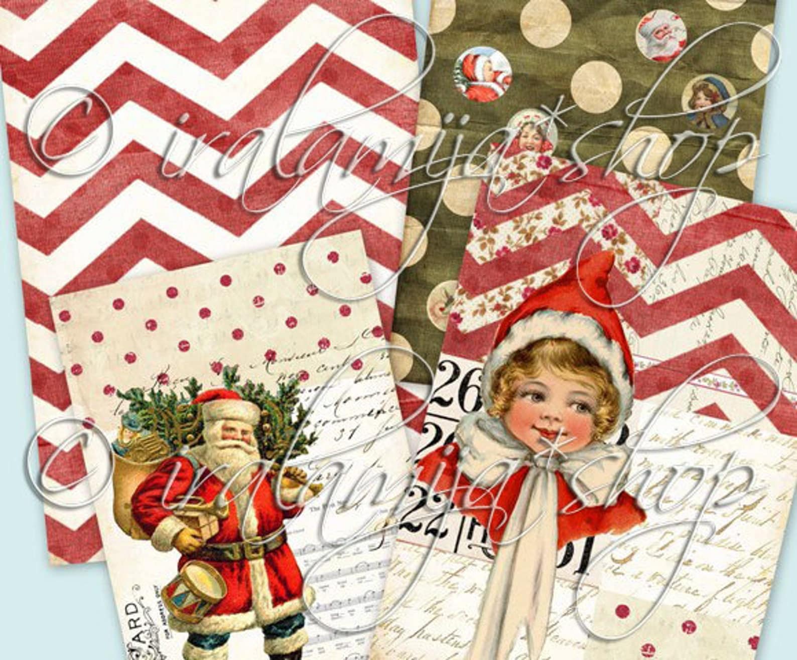 CANDY CANE PAPER Backgrounds Bundle collage Digital Images - Etsy