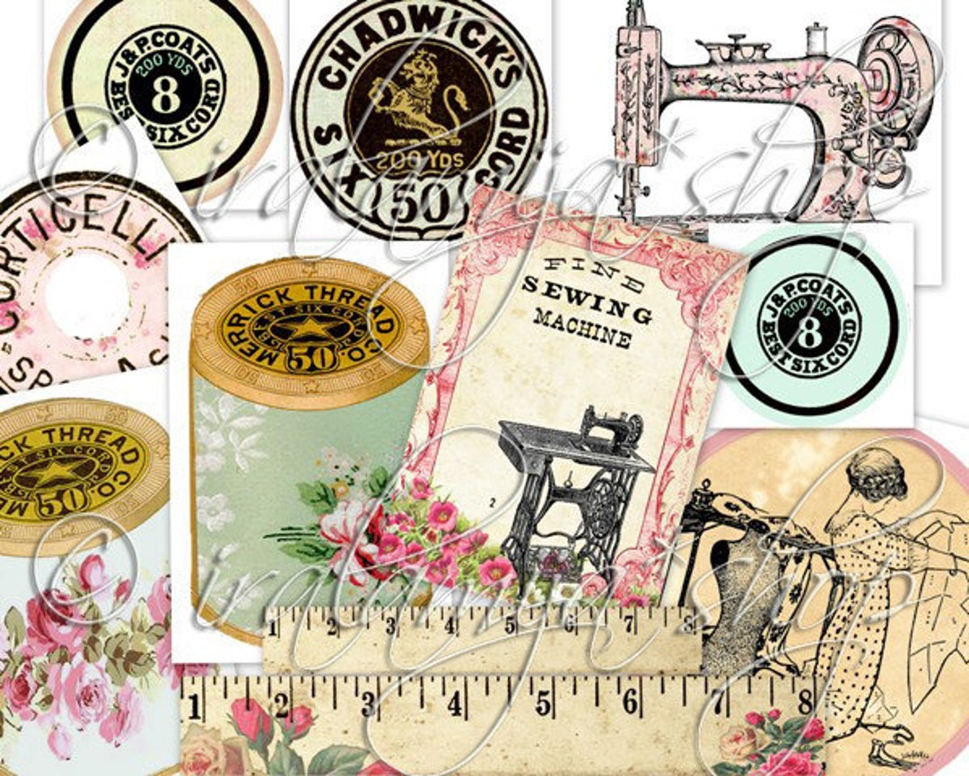 SEWING ROOM No.2 Collage Digital Images -printable Download File- - Etsy
