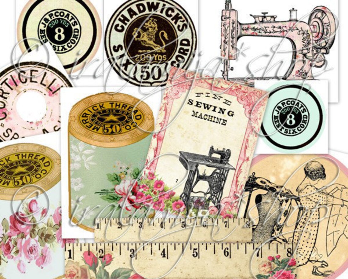 SEWING ROOM No.2 Collage Digital Images printable Download - Etsy