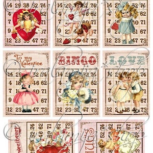 VALENTINE BINGO Cards, Digital Downloads, Collage Valentine Bingo ...