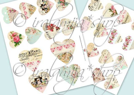MINI HEARTS Printable Digital Images printable Hearts / Mini | Etsy
