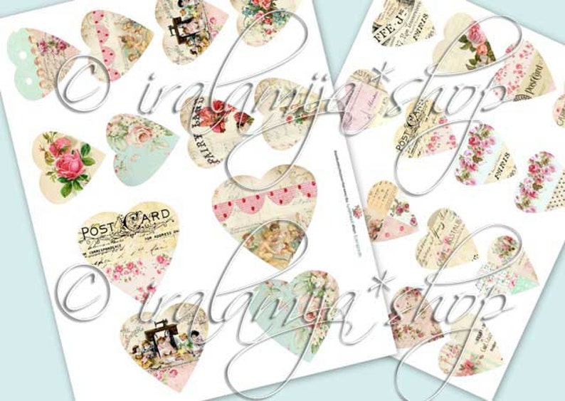 MINI HEARTS Printable Digital Images printable Hearts / Mini | Etsy