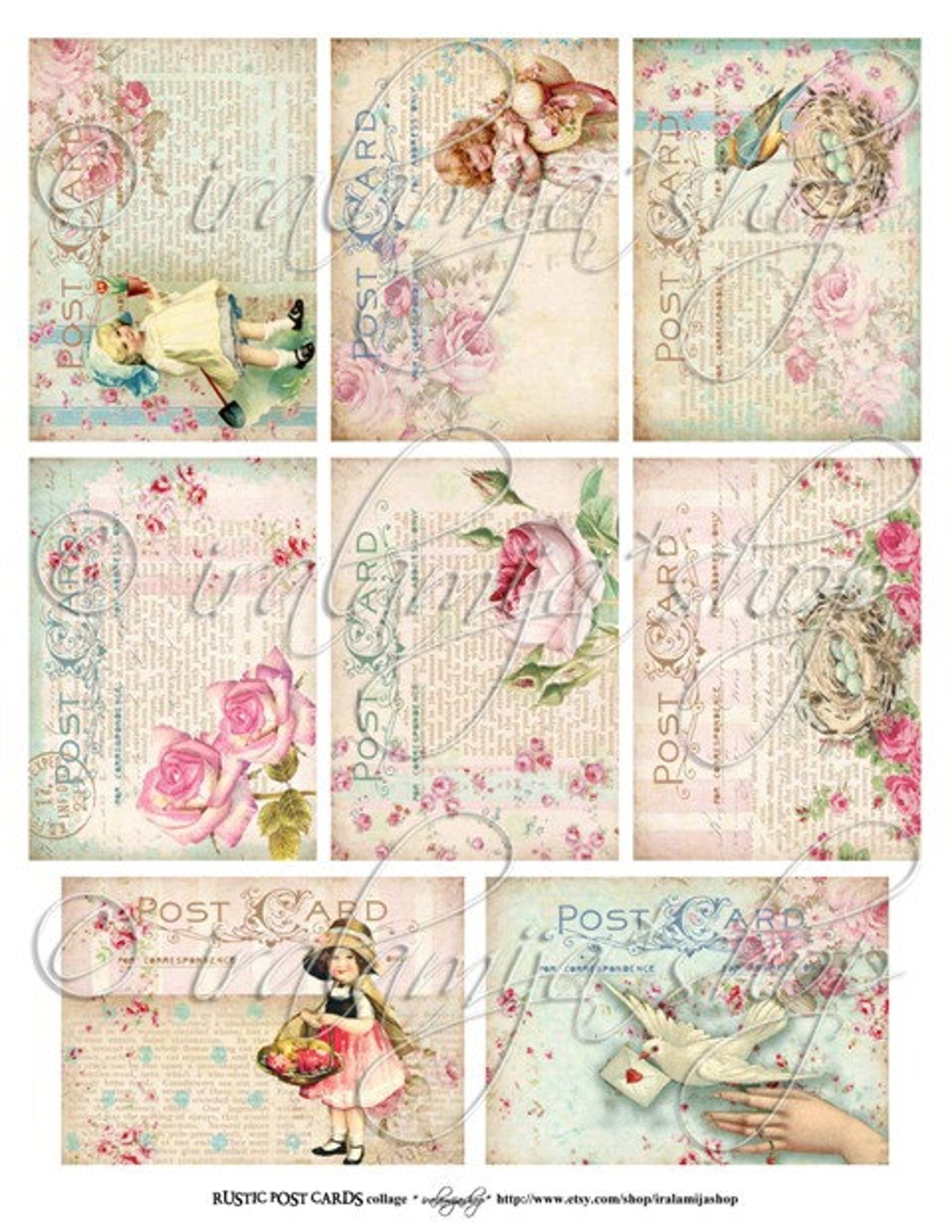 Printable Images / RUSTIC POST CARDS Printable Images / - Etsy