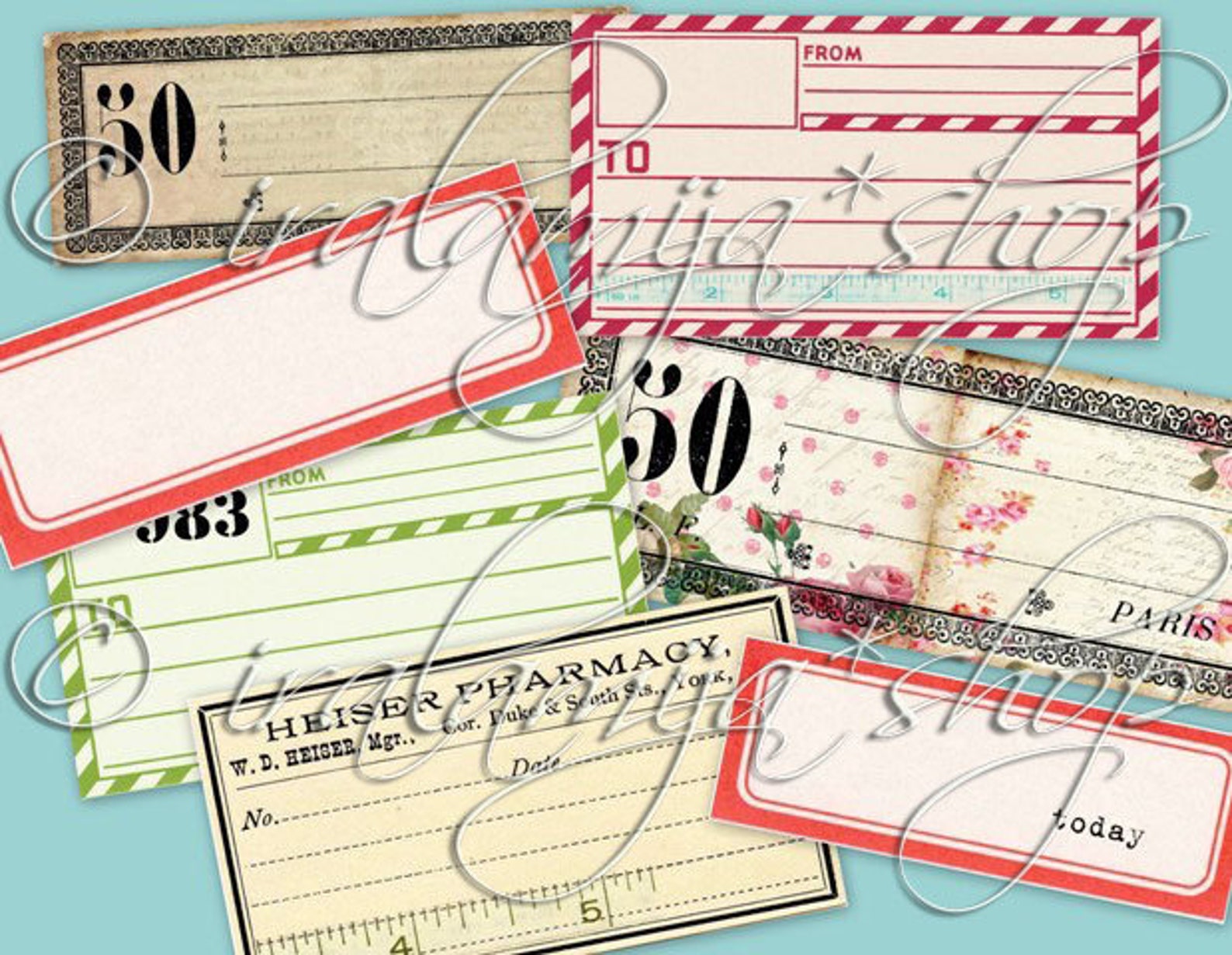 Printable Labels / LABEL MIX / Printable Digital Images / | Etsy