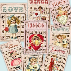 VALENTINE BINGO Cards, Digital Downloads, Collage Valentine Bingo ...