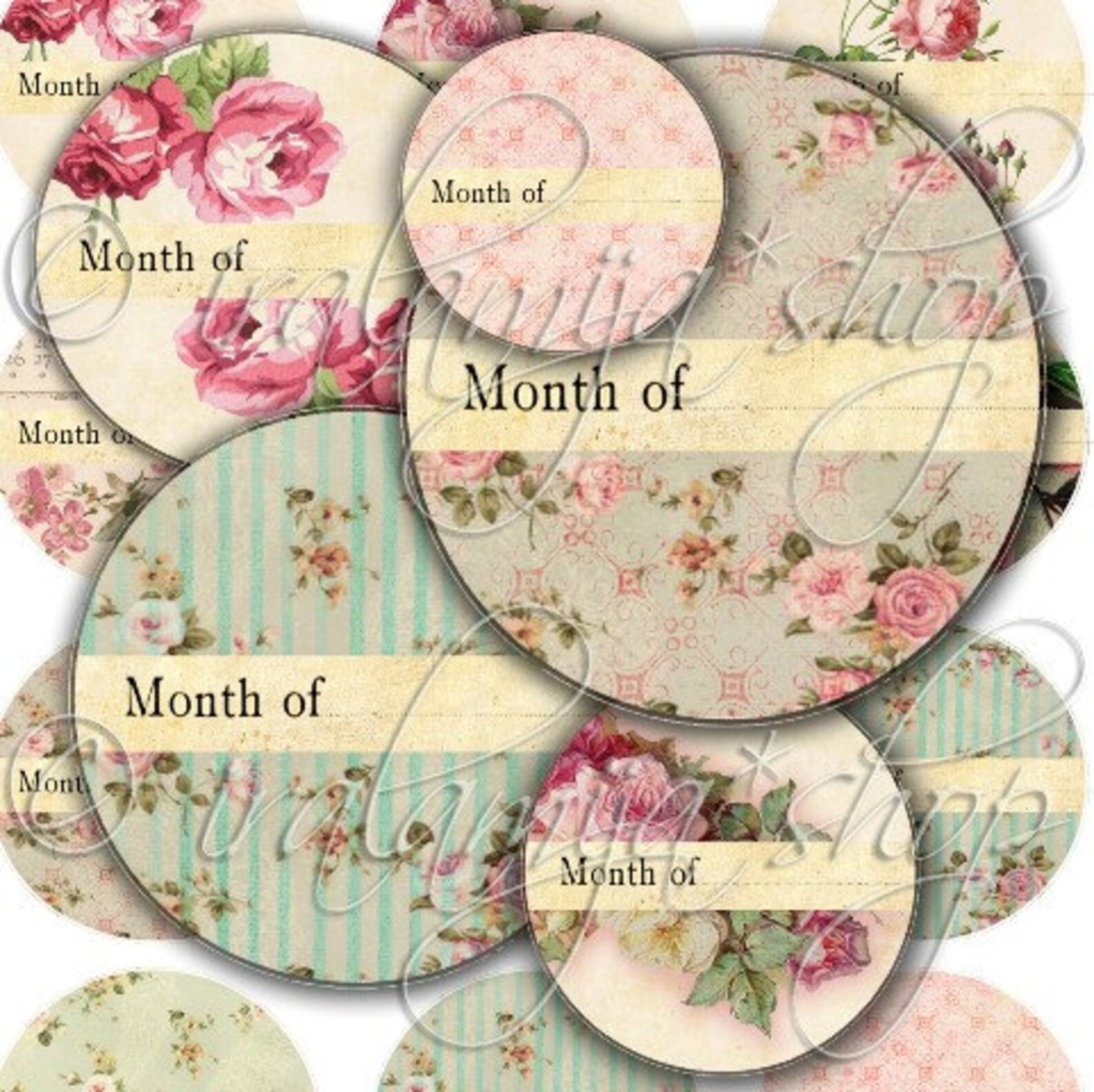 Printable MONTH CIRCLES Collage Digital Images printable - Etsy