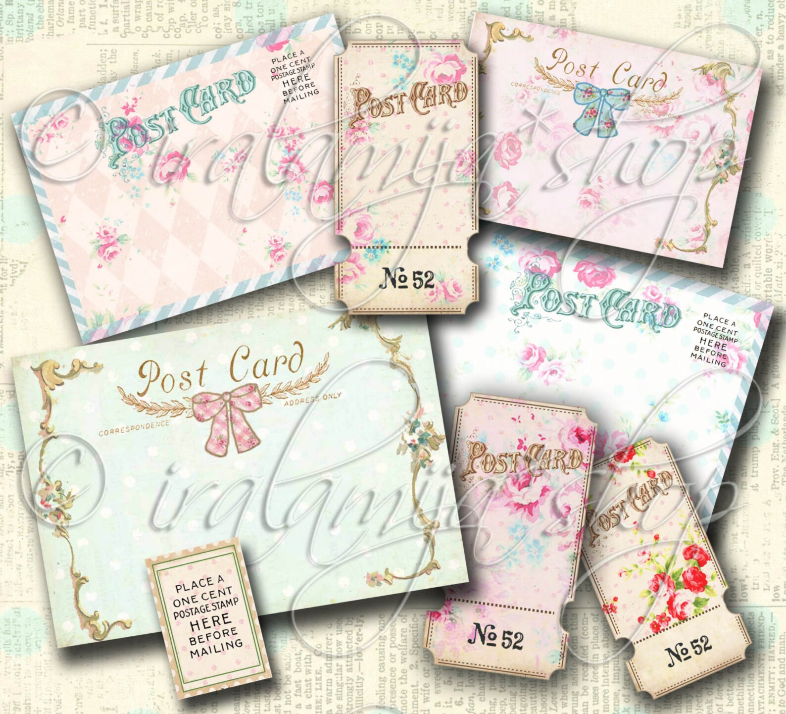 Printabe Postcards / PASTEL POST CArDS / Digital Images / | Etsy