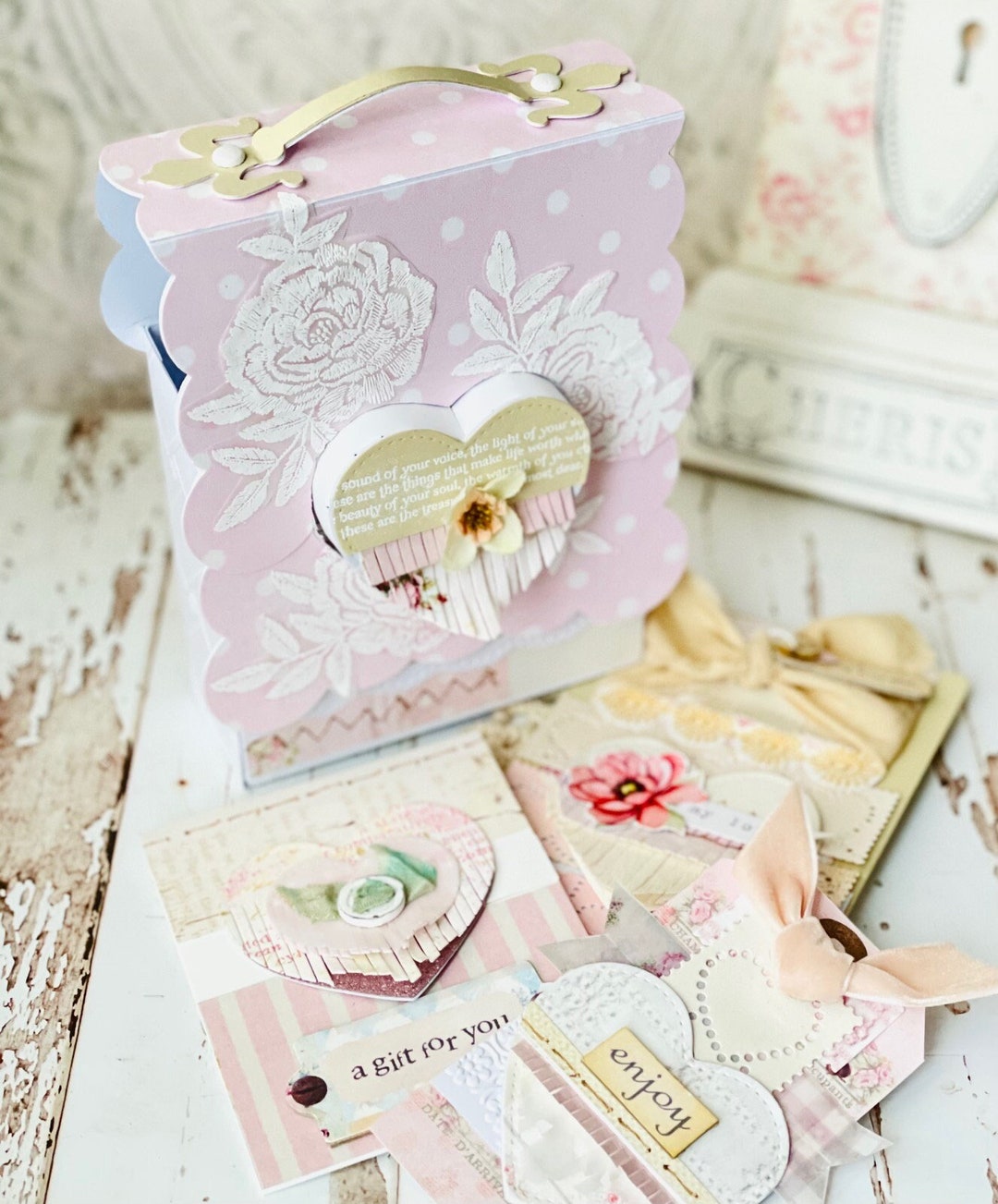 Envelopes and Tags With Container Set / Handmade Shabby Style Tag Set ...