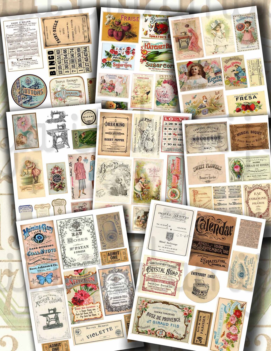 Vintage Ephemera and Labels / Vintage Ephemera / Digital | Etsy