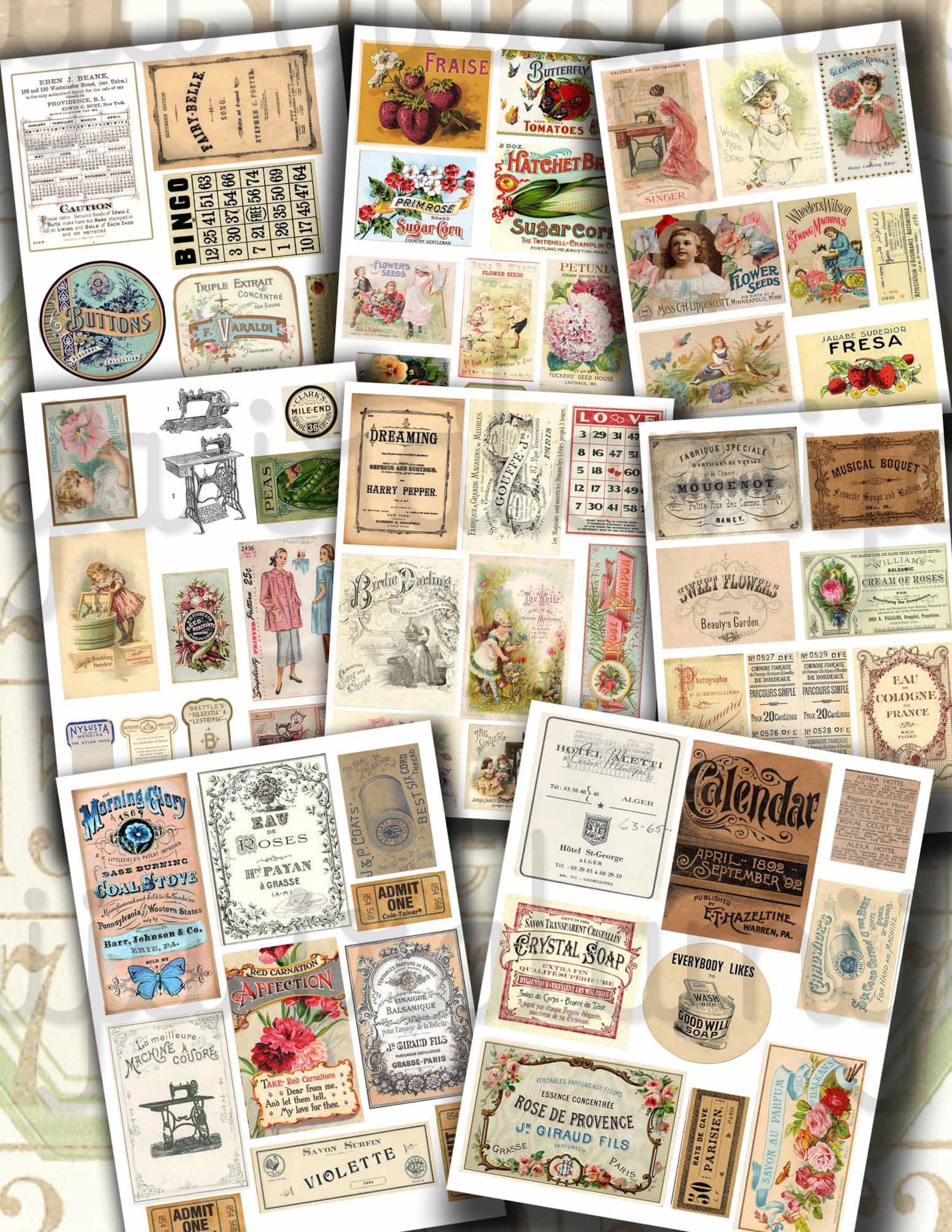 Vintage Ephemera and Labels / Vintage Ephemera / Digital | Etsy