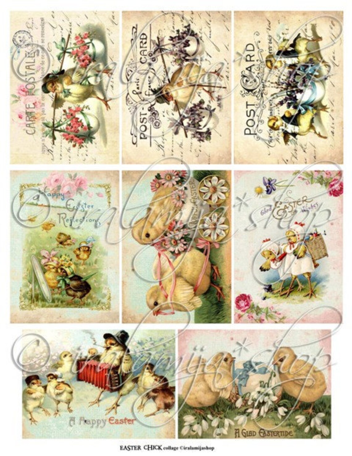 EASTER CHICK Collage Digital Images -printable Download File- - Etsy