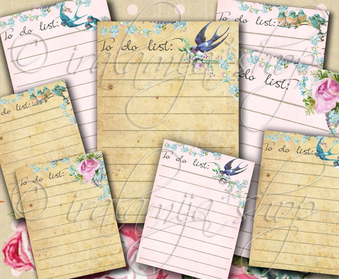 Printable Cards TO DO LIST Collage Digital Images printable - Etsy