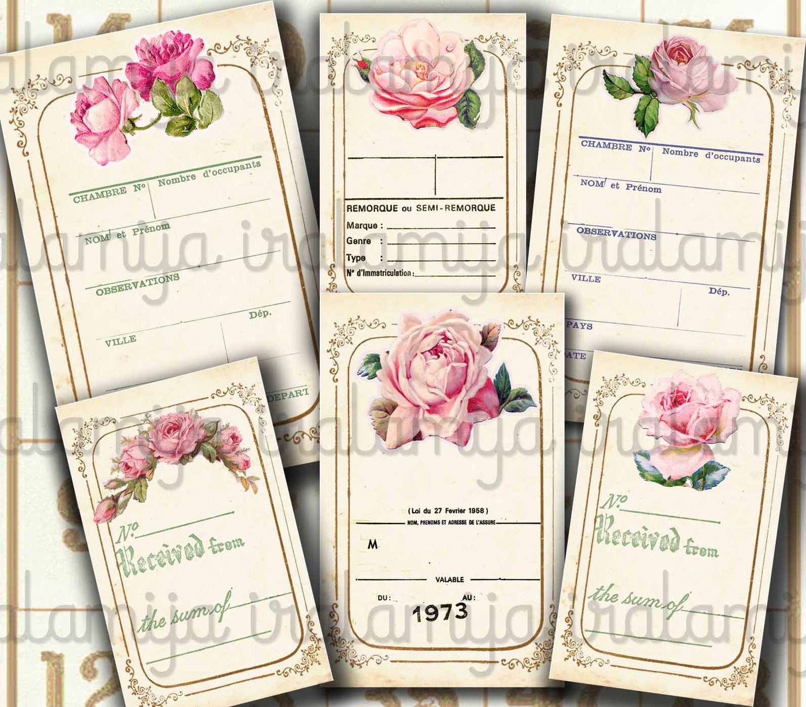 Printable Tags / Old Rose Tags / Printable Tags Images / Vintage Tags ...