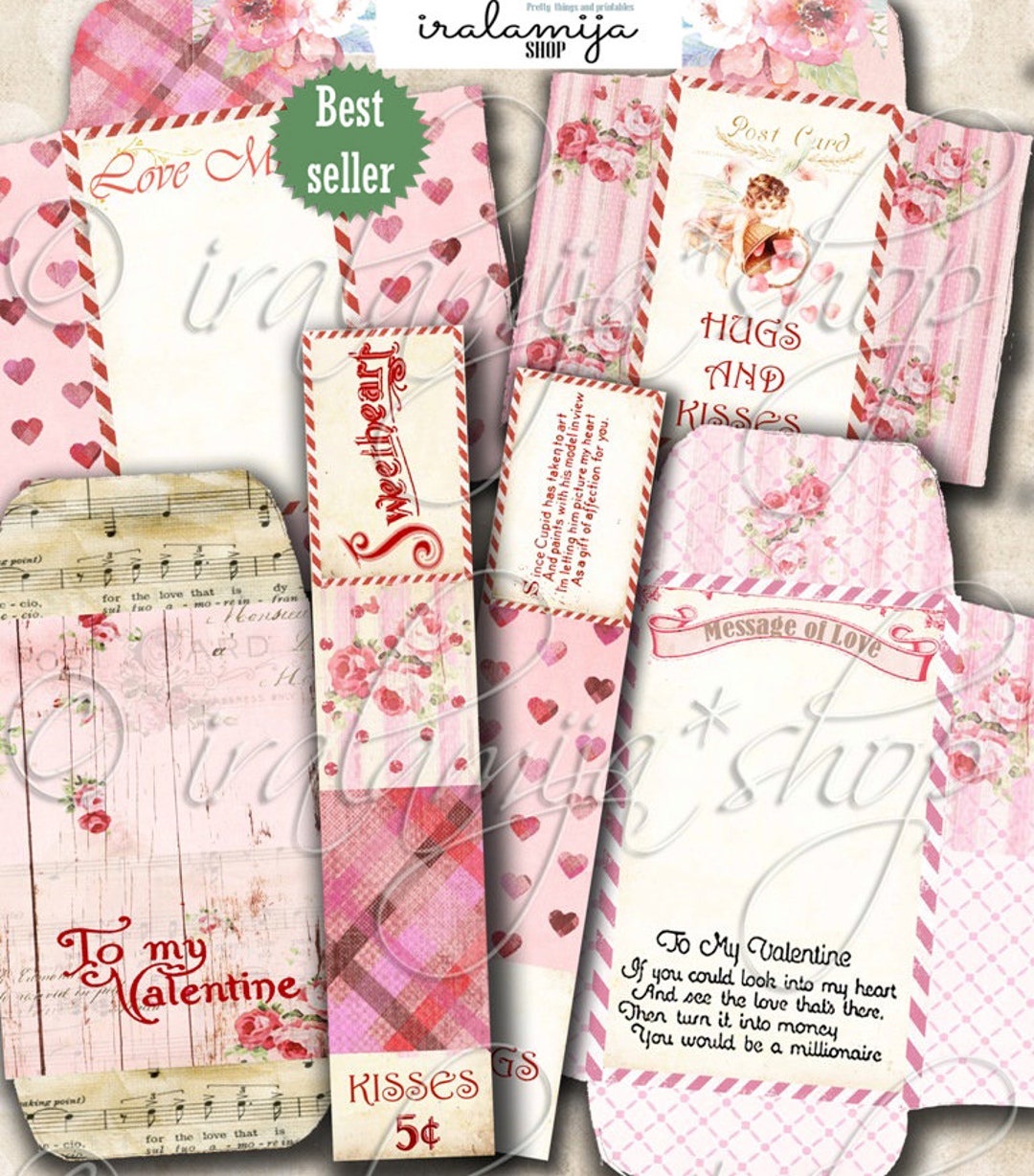 VALENTINE ENVELOPES Printable Digital Images / Valentines Day Envelopes ...