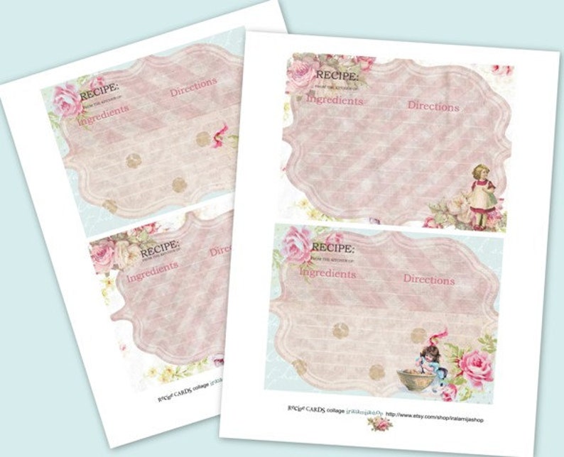 RECIPE CARDS Collage Digital Images printable Download File - Etsy