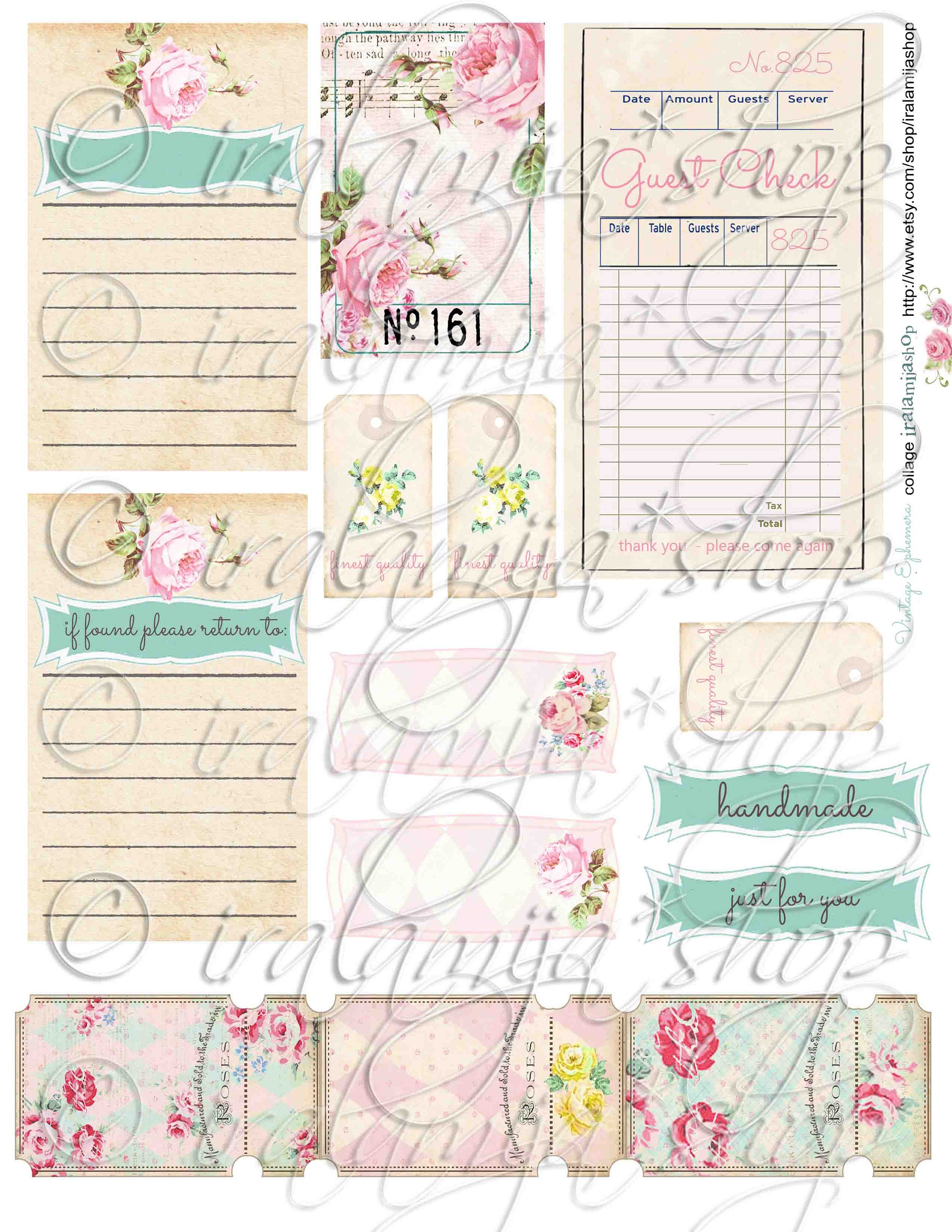 Printable EPHEMERA - Vintage Style Ephemera / Labels /vintage Tickets ...