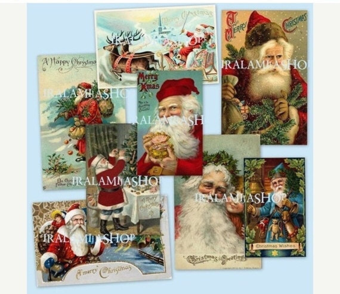 SANTA Collage Digital Images -printable Download File- - Etsy