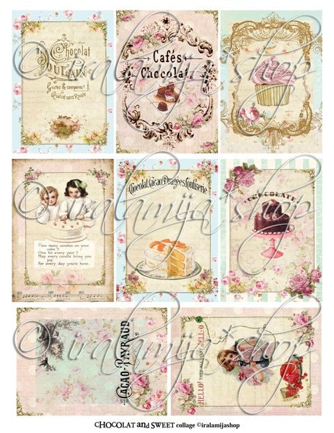 Printable Birthday Cards / CHOCOLAT AND Sweet / Digital Images | Etsy