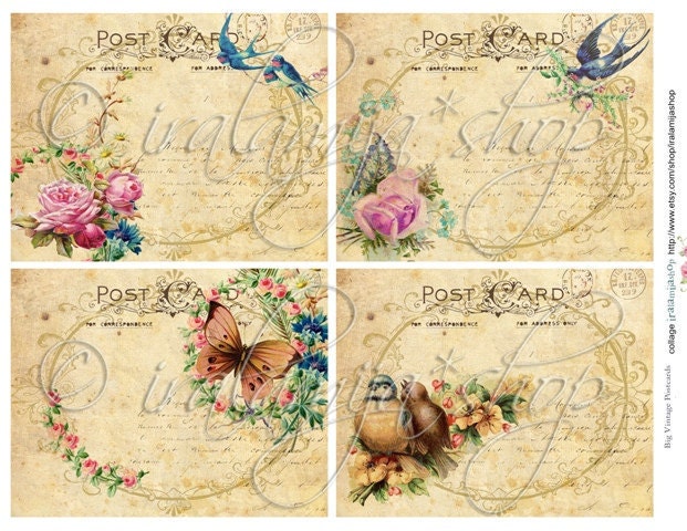 BIG VINTAGE Postcards Printable Digital Images Printable Download ...