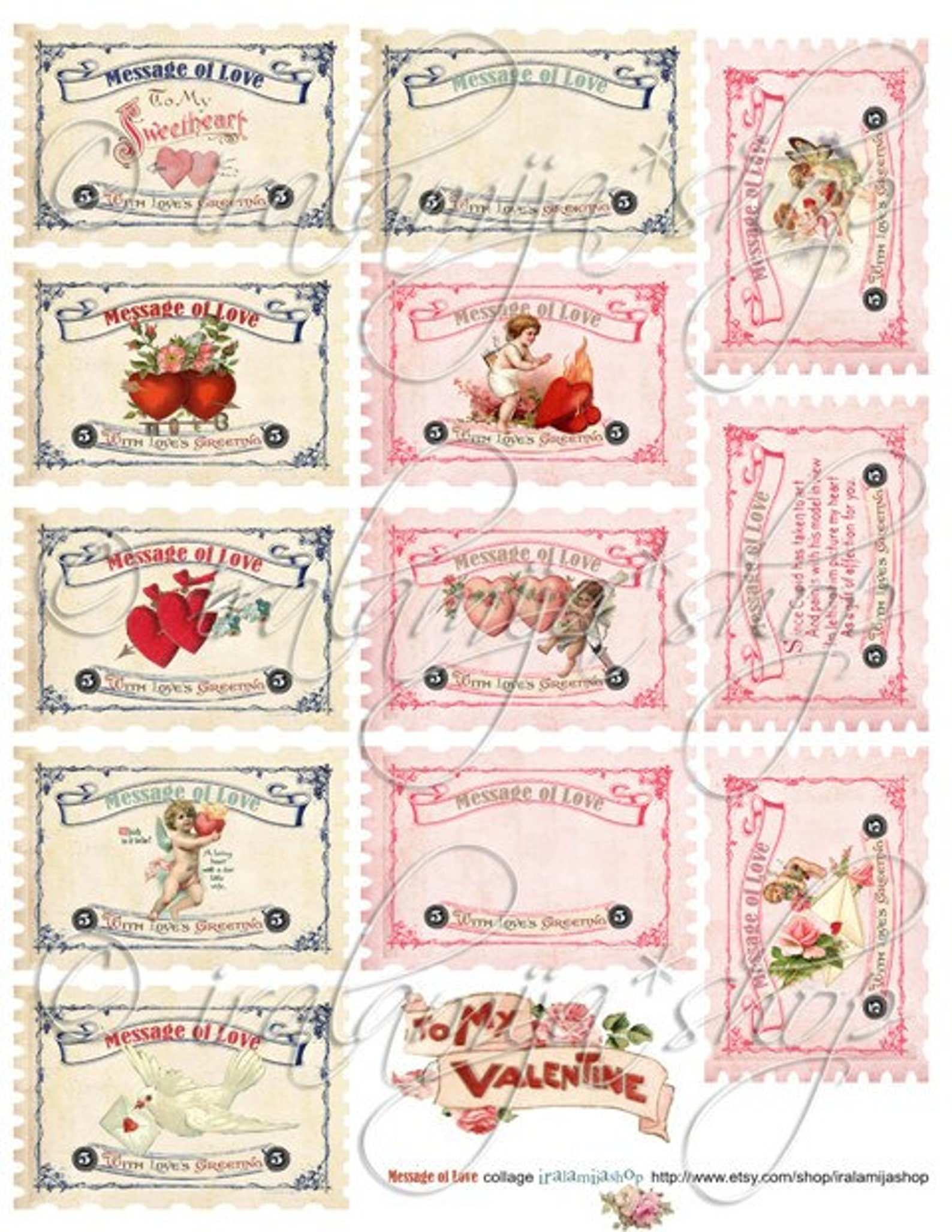 MESSAGE OF LOVE Printable Digital Images printable Download / - Etsy