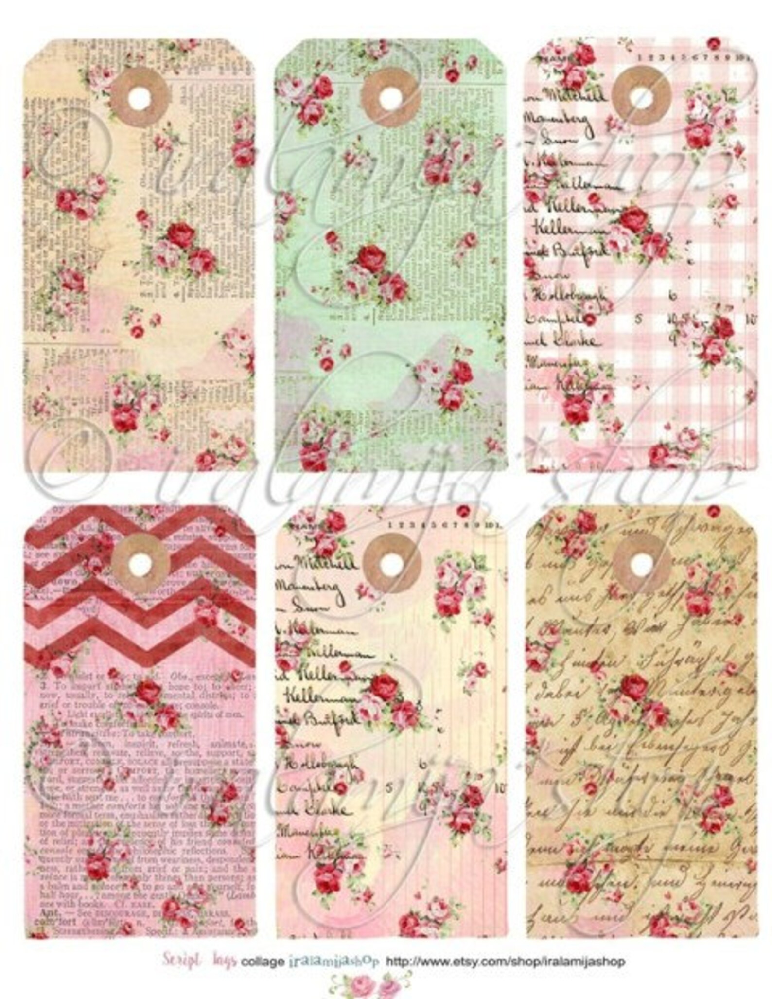 SCRIPT TAGS Printable Digital Images printable Download File | Etsy