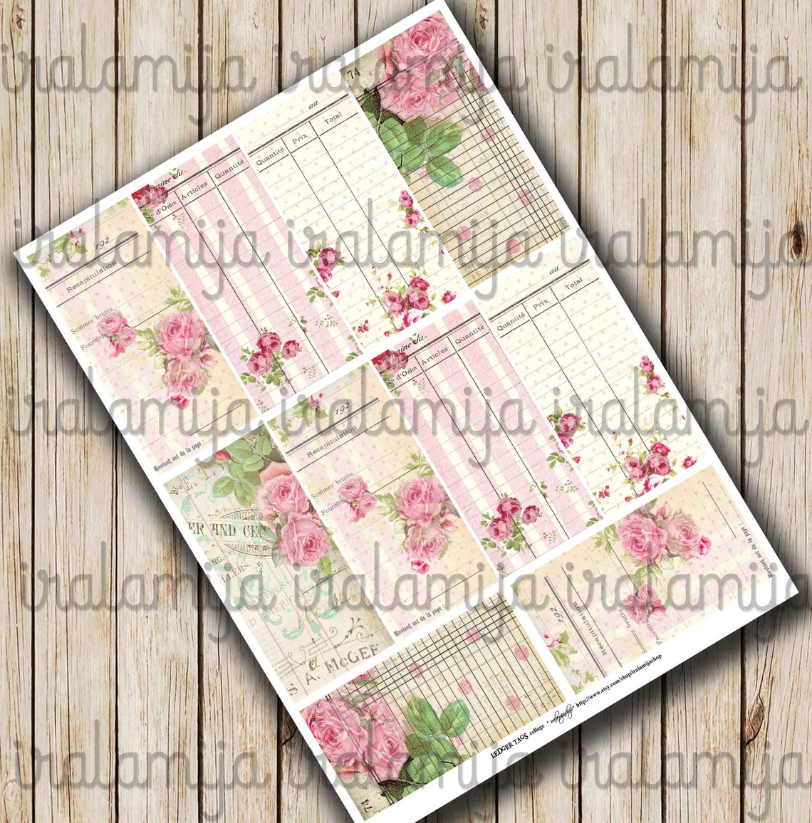 LEDGER TAGS Collage Digital Images -printable Download File- Digital ...