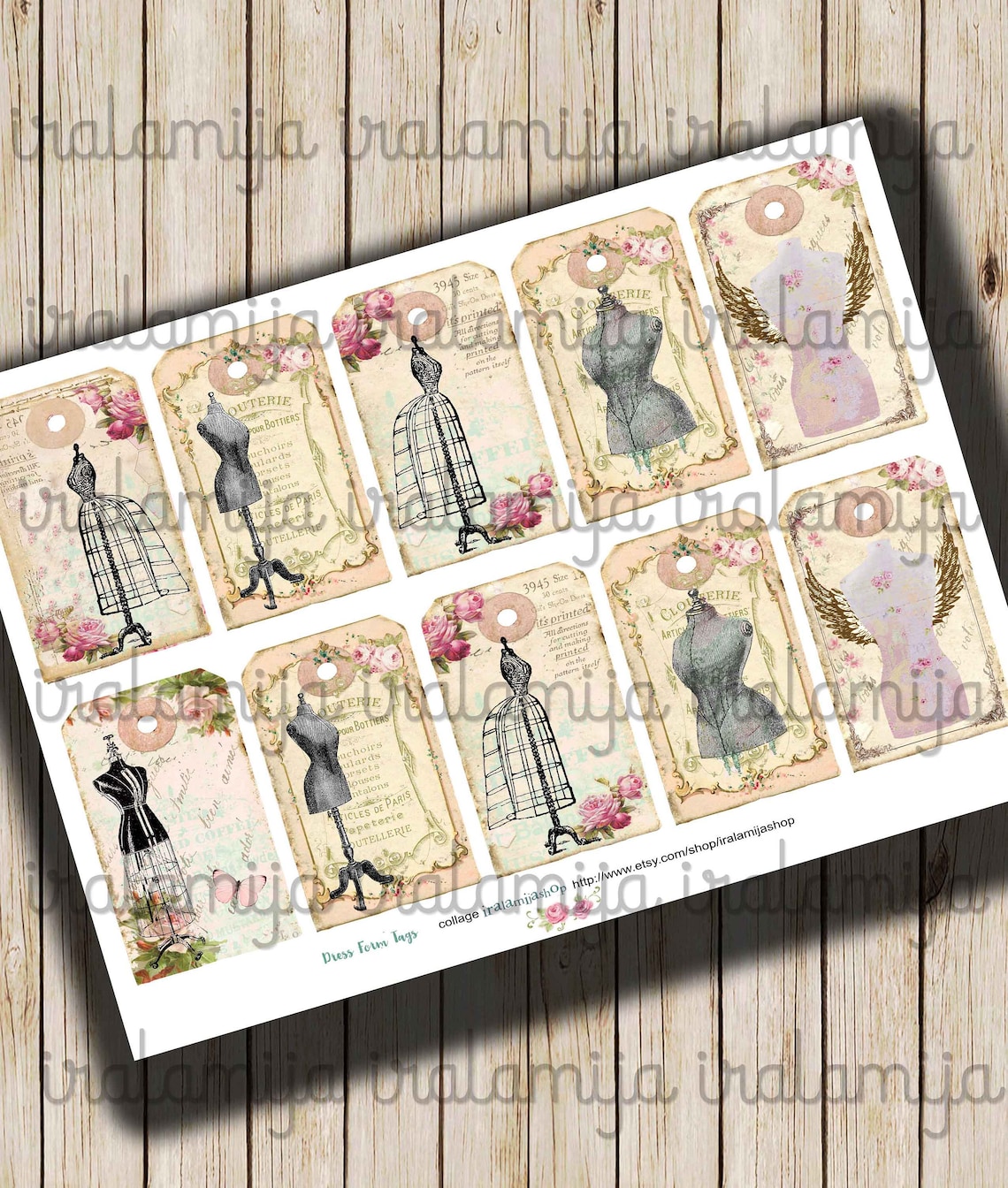 Printable Images / DRESS FORM TAGS / Digital Images / Printable ...
