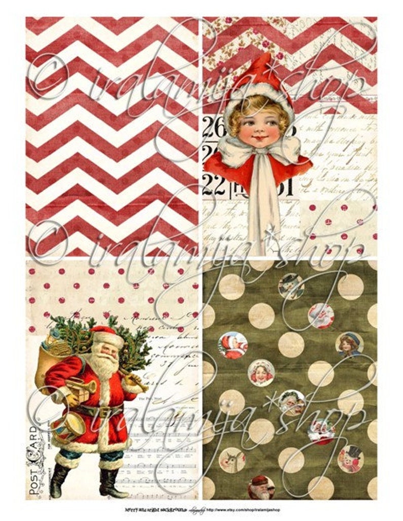 CANDY CANE PAPER Backgrounds Bundle -collage Digital Images -printable ...