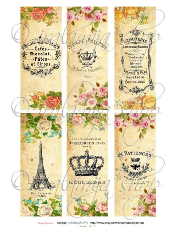 Printable Bookmarks Vintage Bookmarks Digital Collage