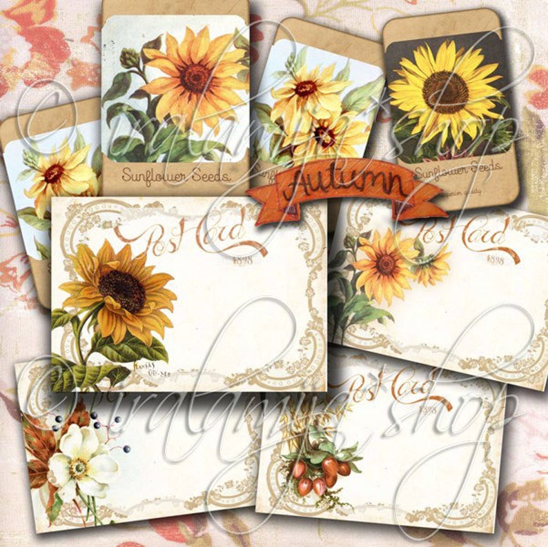 AUTUMN Collage Digital Images printable Download File | Etsy