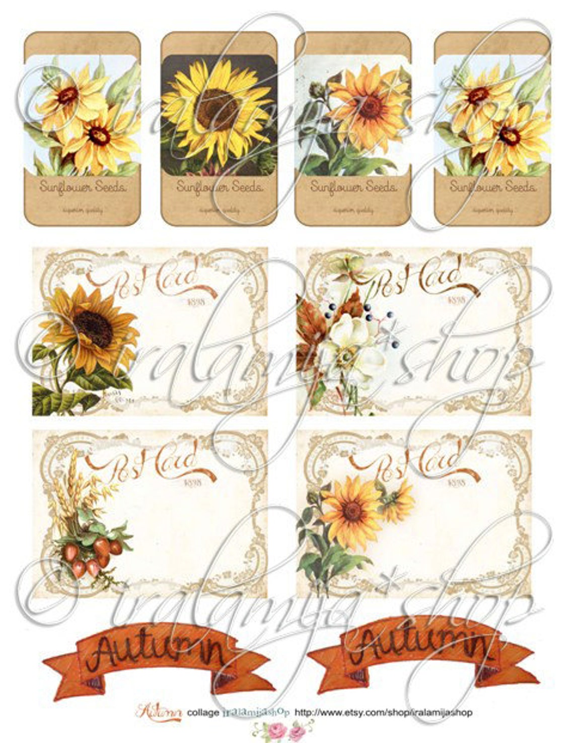 AUTUMN Collage Digital Images printable Download File | Etsy