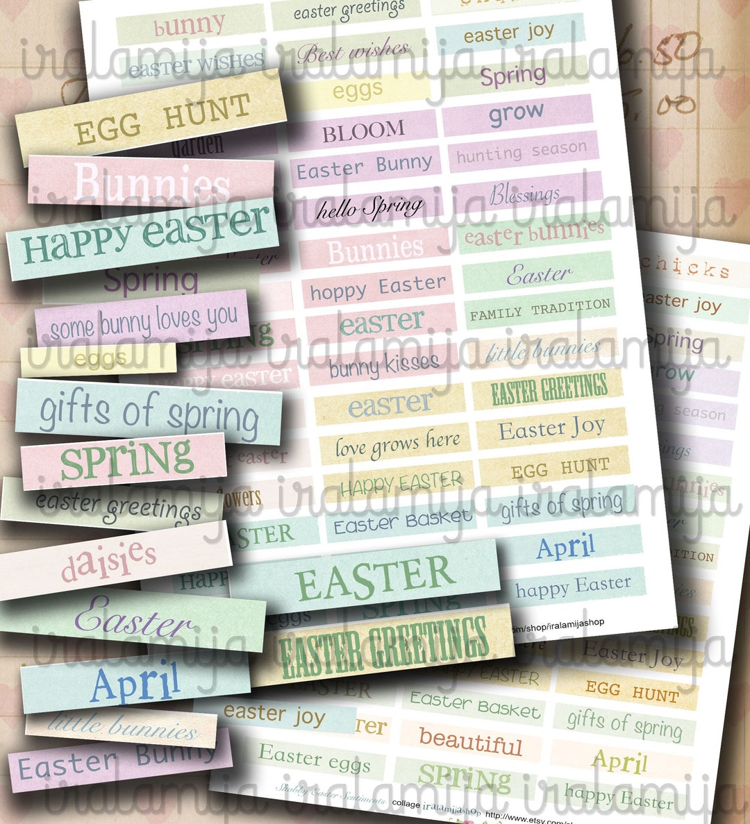 SHABBY EASTER SENTIMENTS Collage Digital Images -printable Download ...