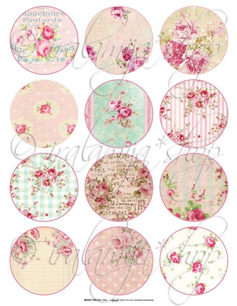 SHABBY CIRCLES Collage Digital Images -printable Download File Digital ...