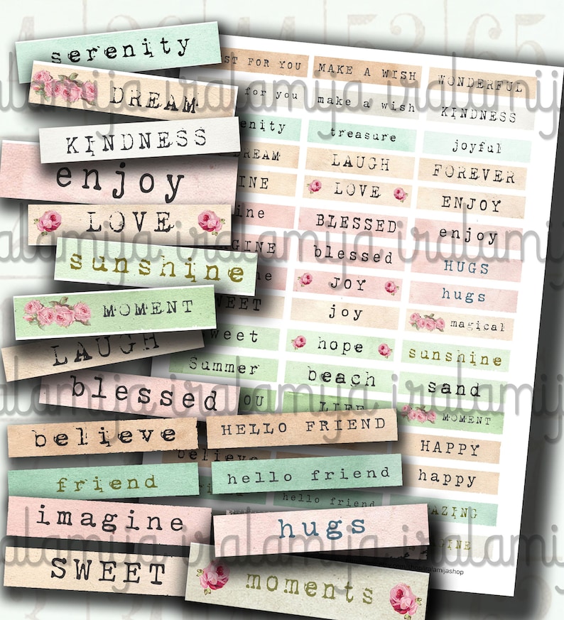 SHABBY SENTIMENTS No.2 Collage Digital Images -printable Download ...