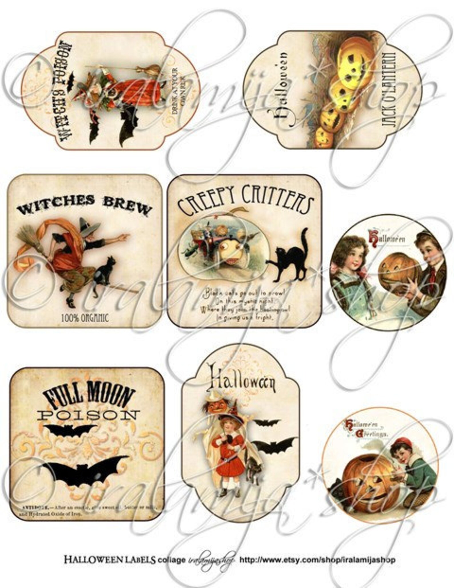 Printable HALLOWEEN LABELS / Halloween Digital Images / | Etsy
