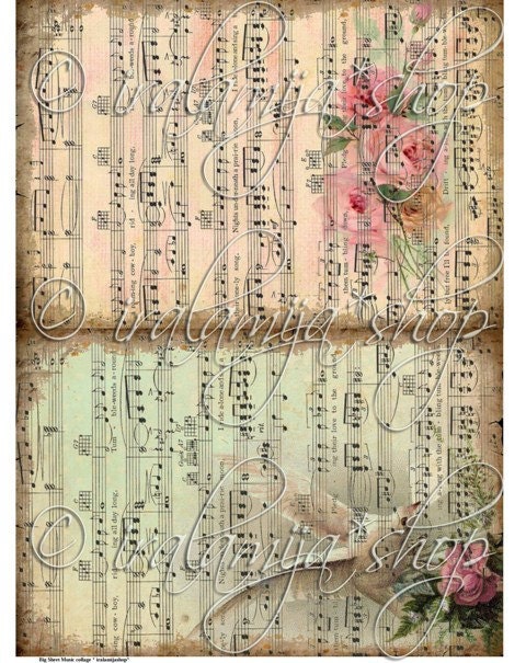 BIG SHEET Music Collage Digital Images printable Download - Etsy Canada