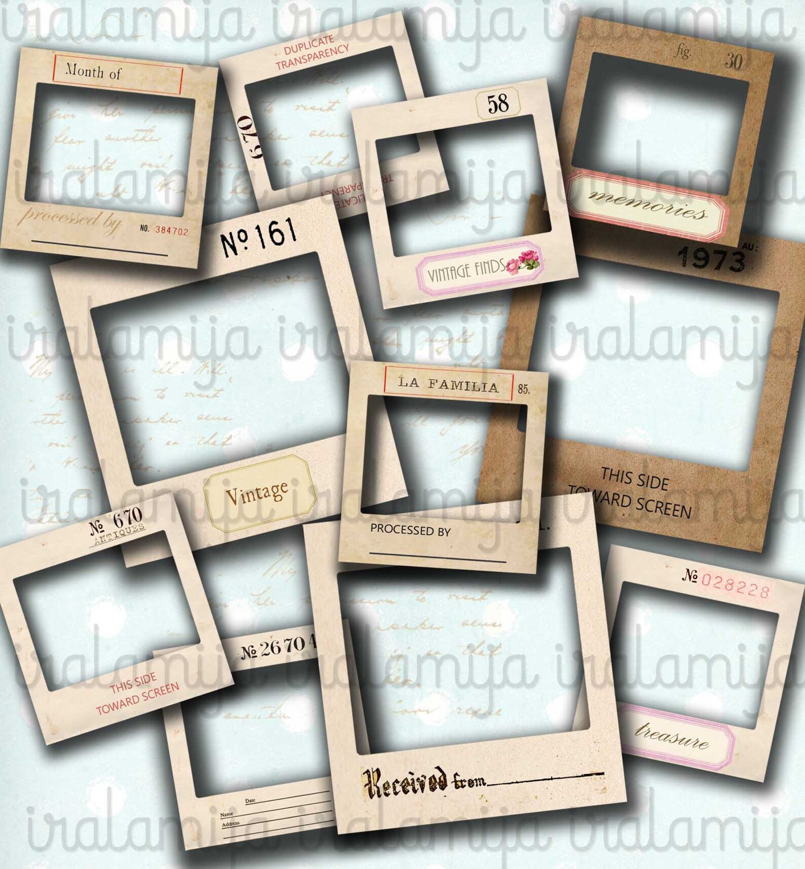 VINTAGE PHOTO SLIDERS / Printable Photo Frames / Digital | Etsy