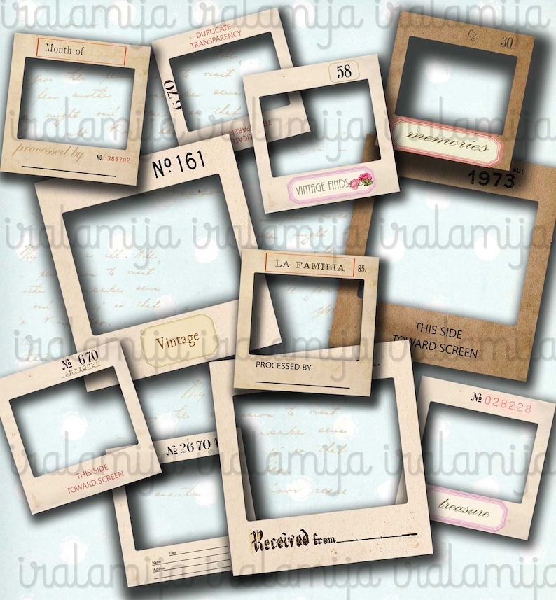 VINTAGE PHOTO SLIDERS / Printable Photo Frames / Digital | Etsy