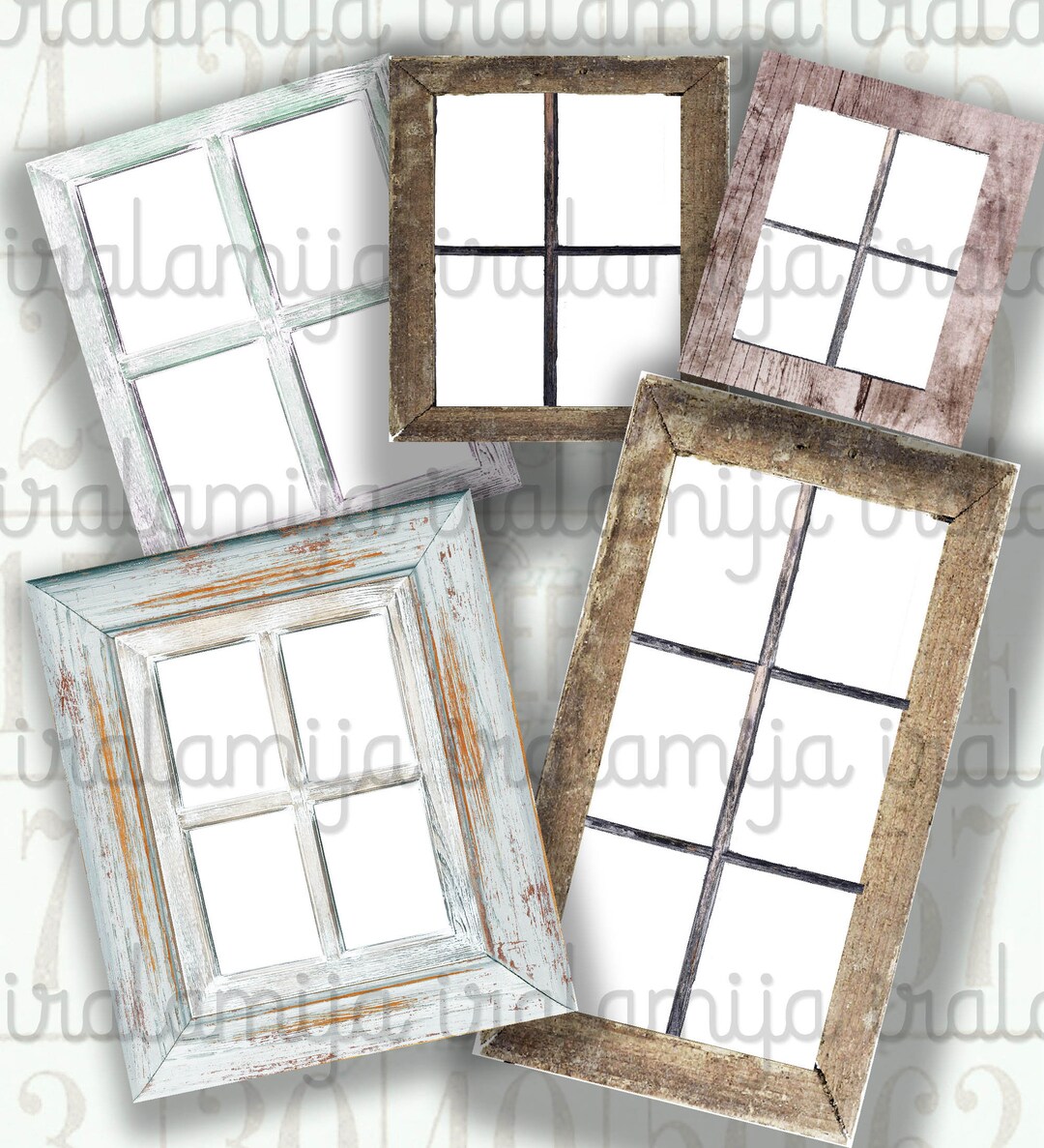 RUSTIC WINDOWS Collage Digital Images - Printable Download File Digital ...