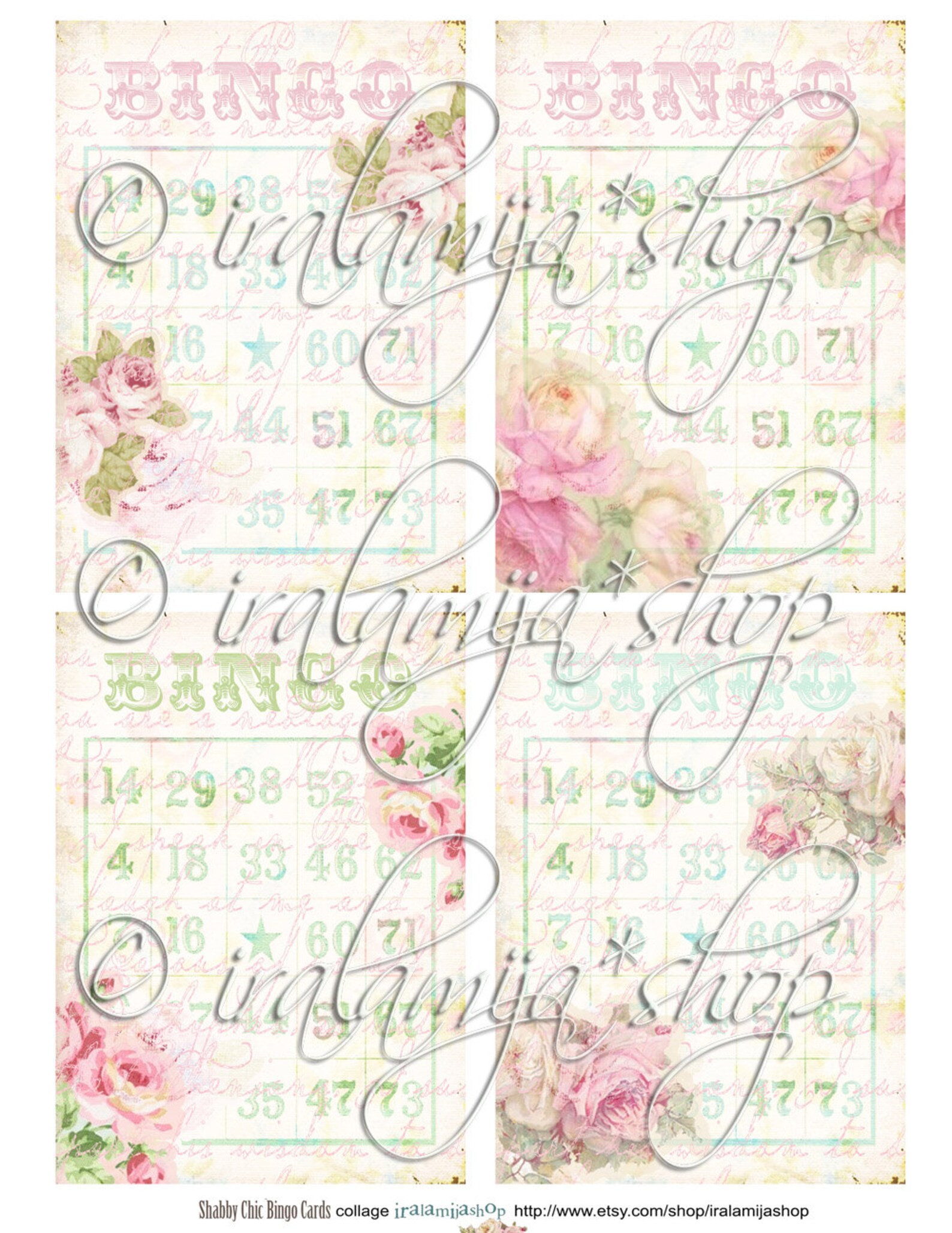 BINGO CARDS Shabby Style / BINGO Cards / Collage Digital | Etsy