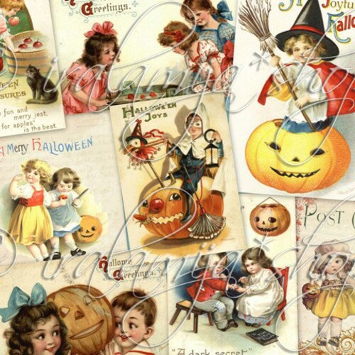 SPOOKY Collage Digital Images printable Download File - Etsy