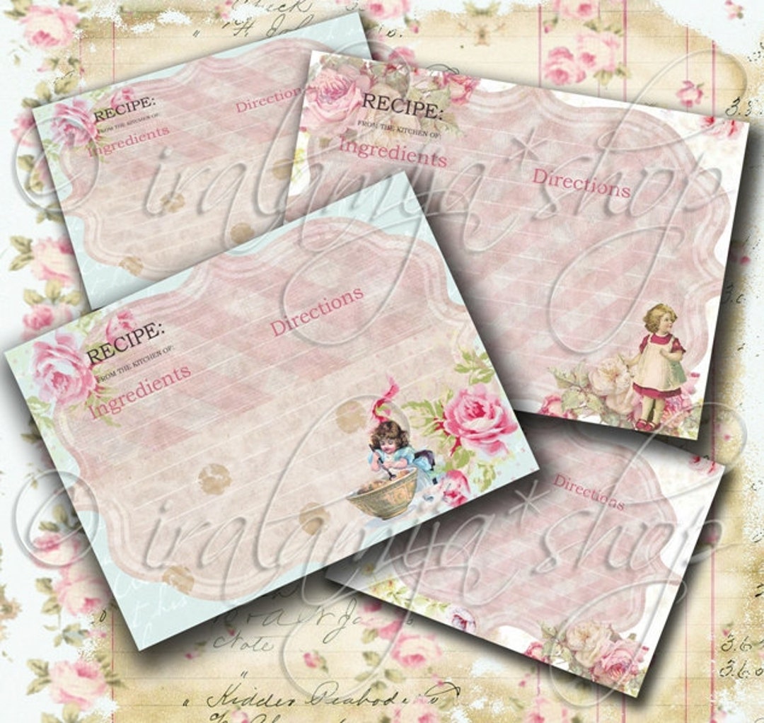RECIPE CARDS Collage Digital Images -printable Download File- - Etsy